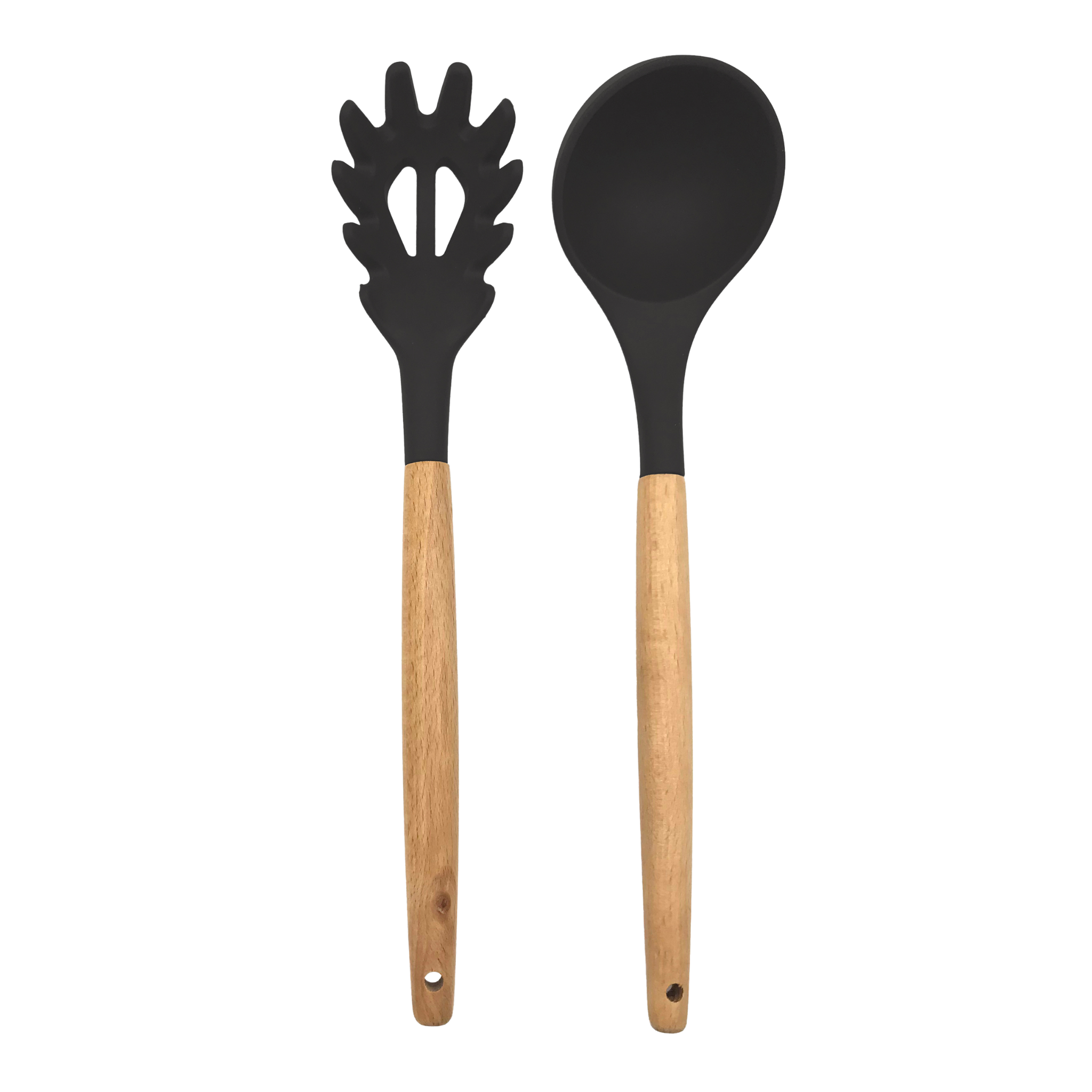 Phantom Chef Silicone Pasta Server and Ladle with Wooden Handles