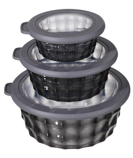 Food Storage - 6 Piece Round Hammered Container Set of 3 w/ Lids ...