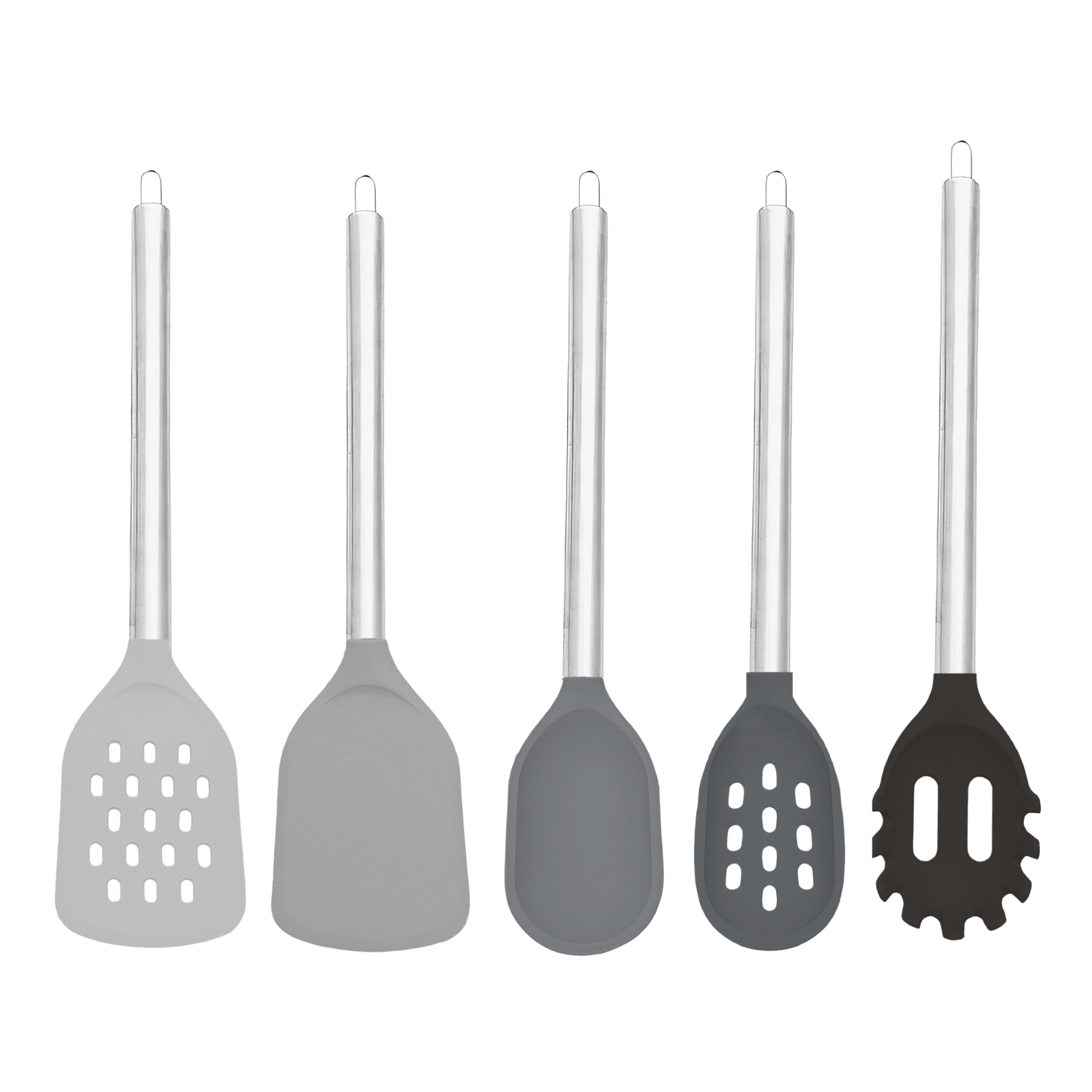 Phantom Chef Set of 5 Stainless Steel Silicone Utensils